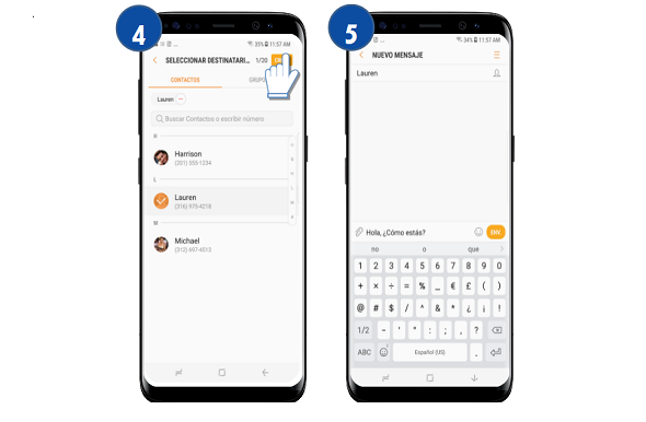 Samsung: Galaxy S8 Y S8+-¿Cómo enviar un mensaje de texto? | Samsung CL