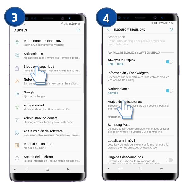 Galaxy Note8 - ¿Cómo cambiar los accesos directos en la pantalla de ...