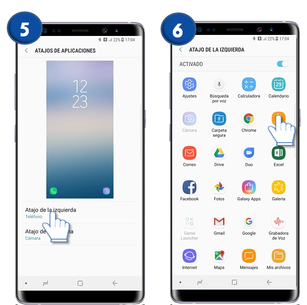 Galaxy Note8 - ¿Cómo cambiar los accesos directos en la pantalla de ...