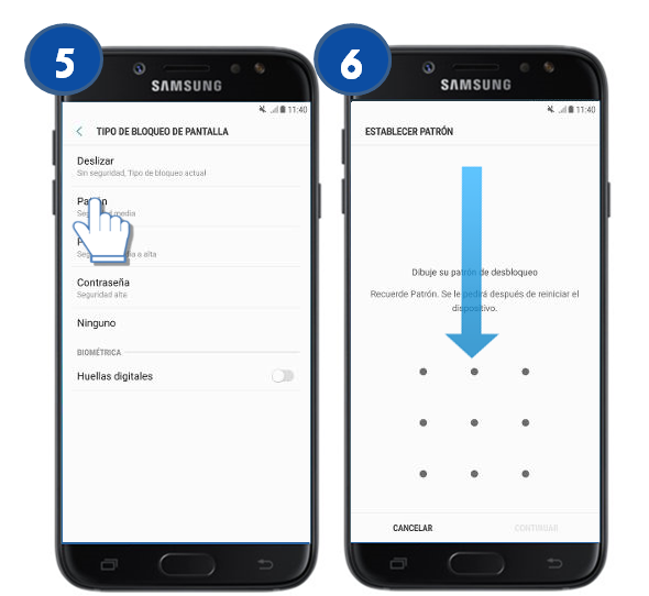 Galaxy J7 Pro - ¿Qué es y cómo establecer un bloqueo de pantalla por ...