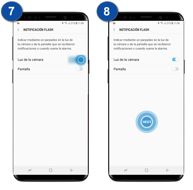 Galaxy S9 | S9 Plus- ¿Qué es y cómo activar la notificación flash ...